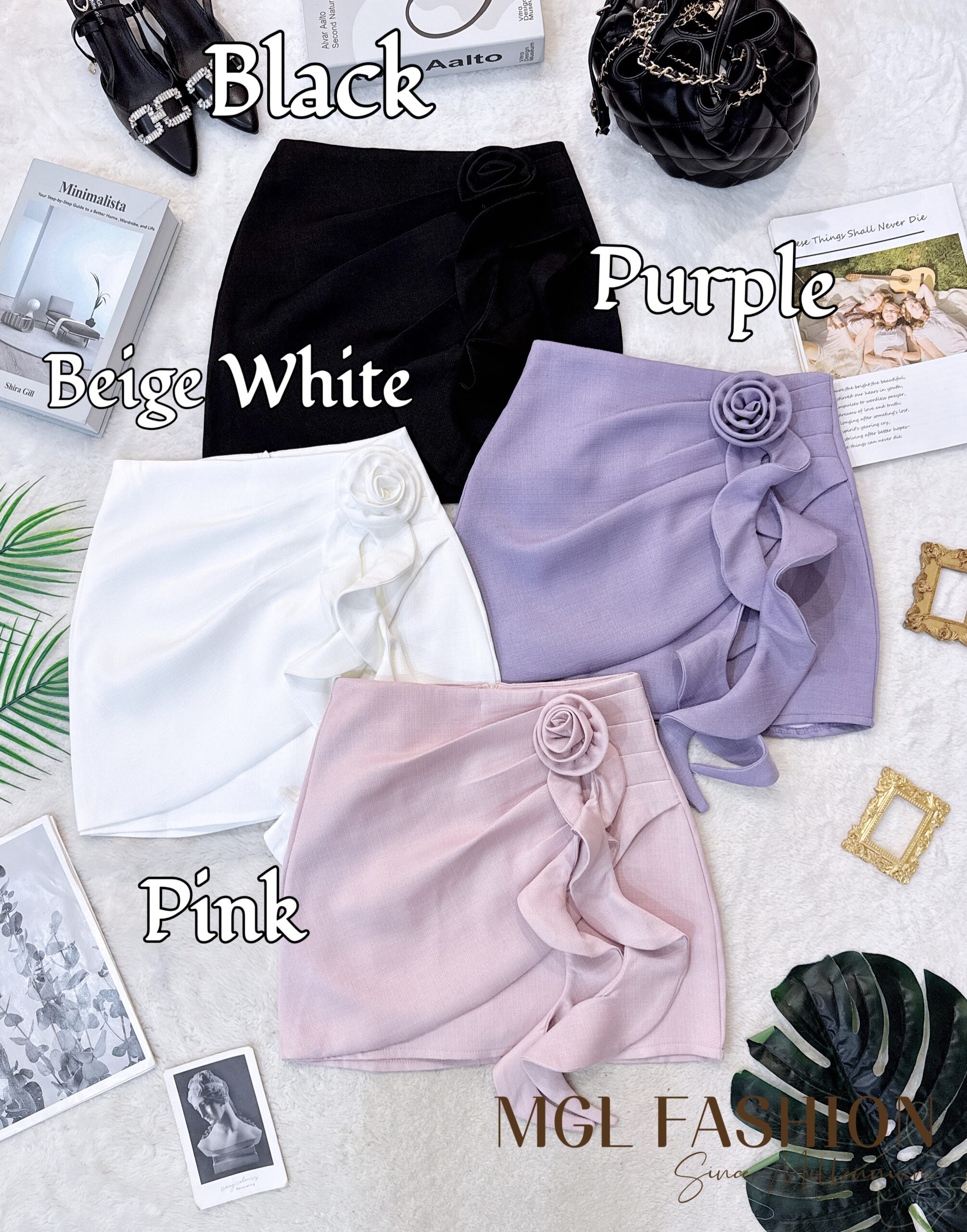 超值大促销Rm65 Now Rm45 PoshCode气质名媛风小香风玫瑰花高腰裙 5927 – Welcome to MGL Fashions