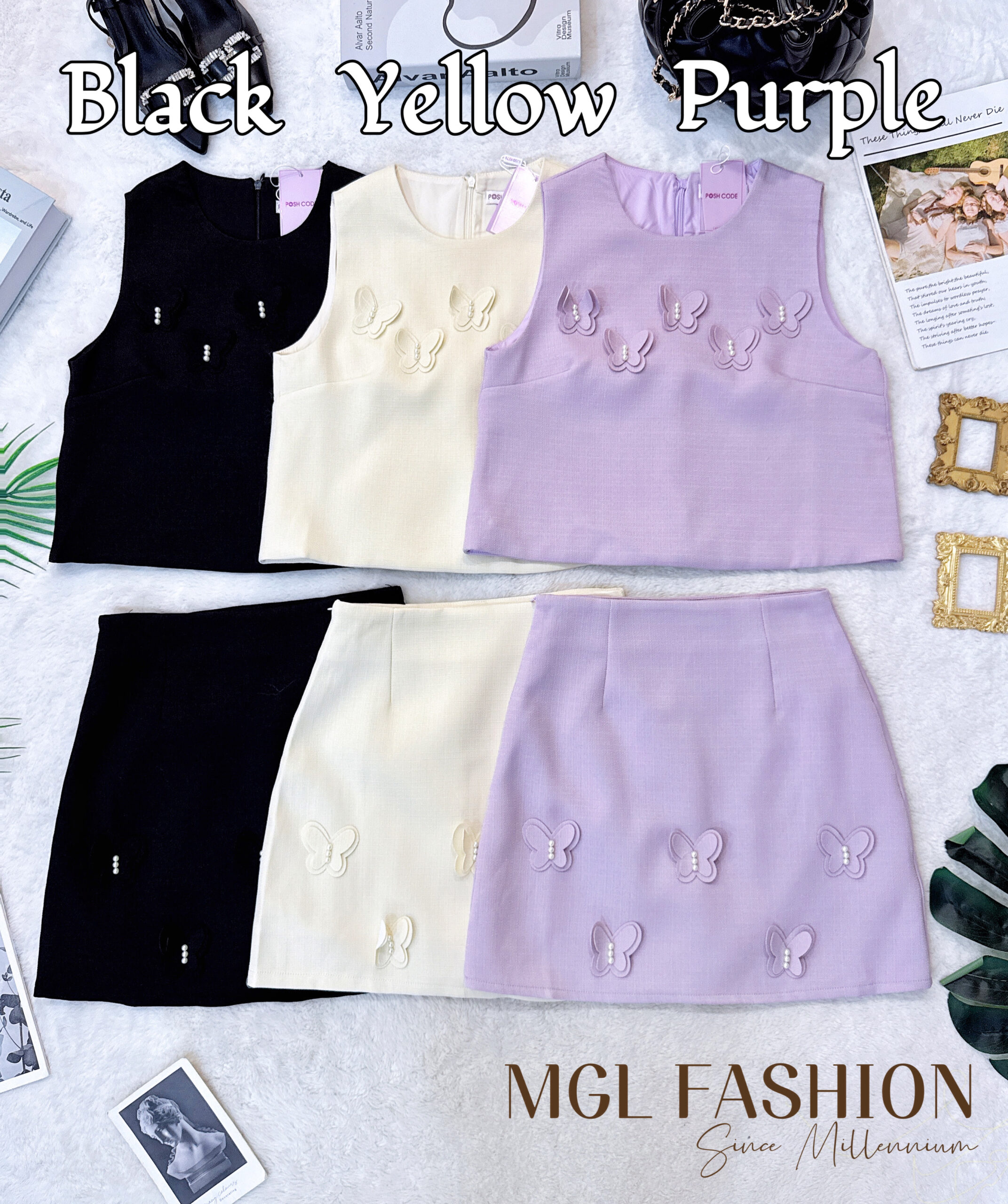 超值大促销Rm109 Now Rm79 PoshCode气质名媛风立体蝴蝶小香风套装 21589 – Welcome to MGL Fashions