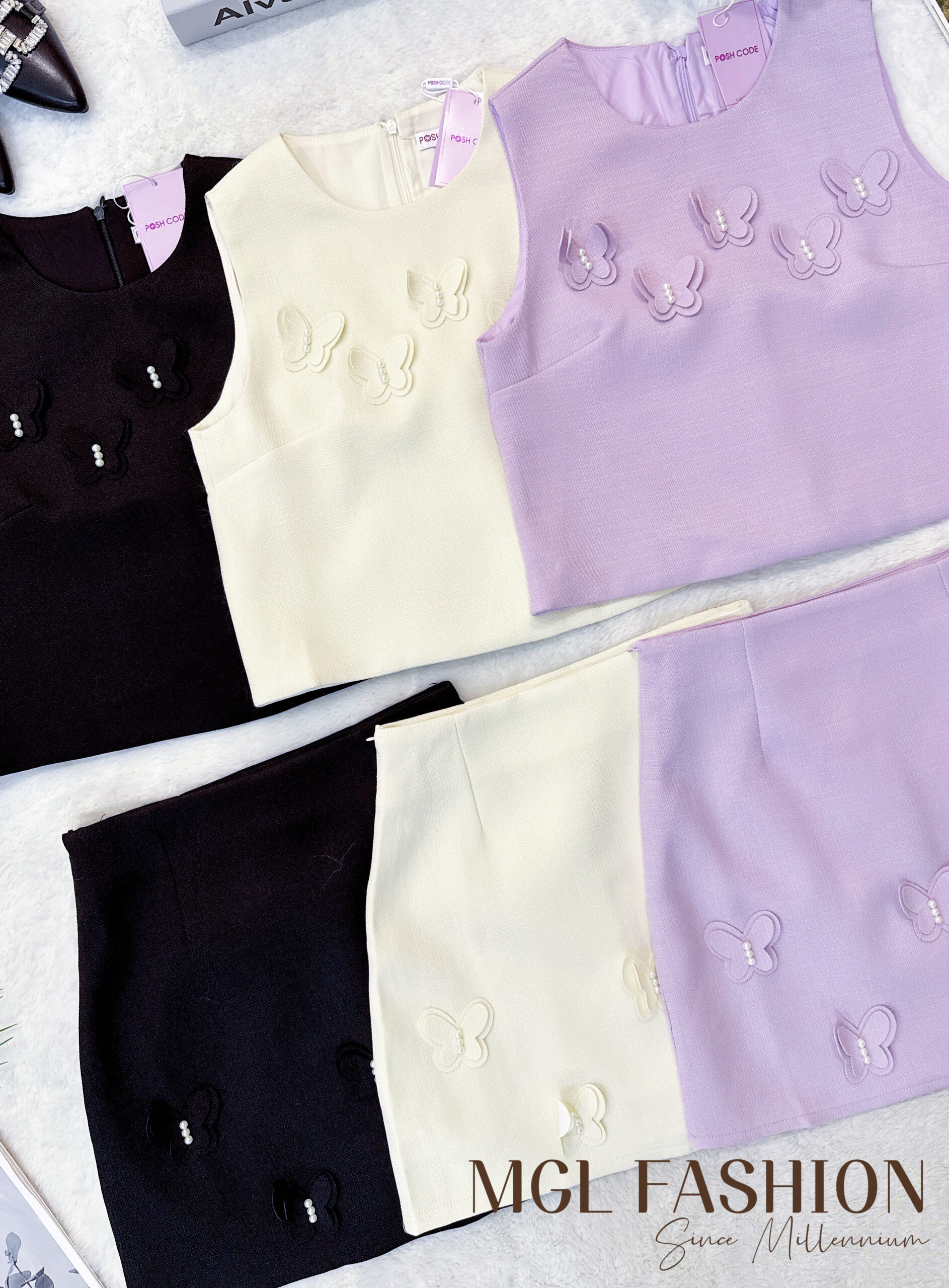 超值大促销Rm109 Now Rm79 PoshCode气质名媛风立体蝴蝶小香风套装 21589 – Welcome to MGL Fashions