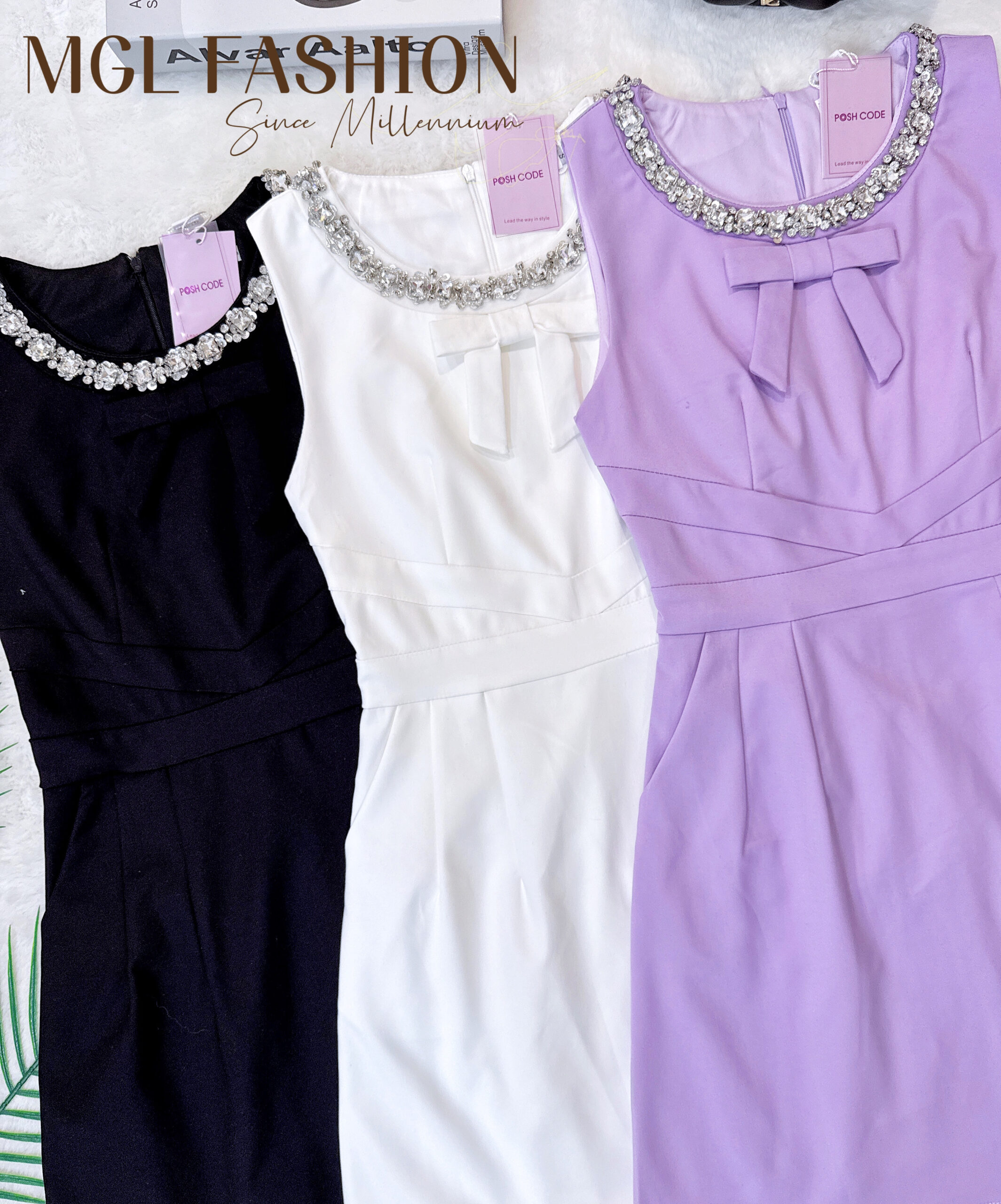 超值大促销Rm99 Now Rm75 PoshCode高级感名媛风亮钻蝴蝶结设计锦棉连身裙 81638 – Welcome to MGL ...