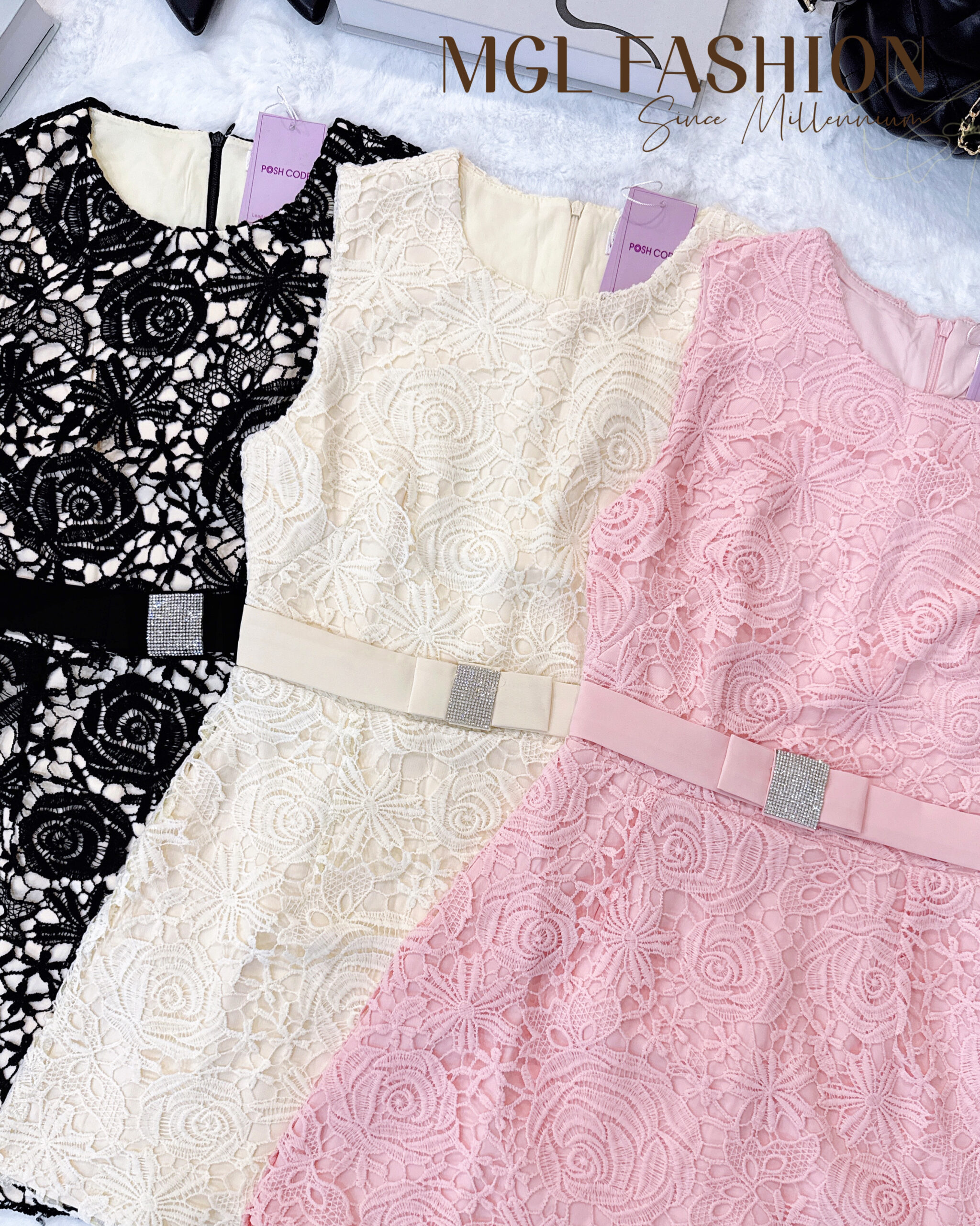 超值大促销Rm99 Now Rm69 PoshCode高级感轻奢名媛风水溶蕾丝连身裙 81601 – Welcome to MGL Fashions