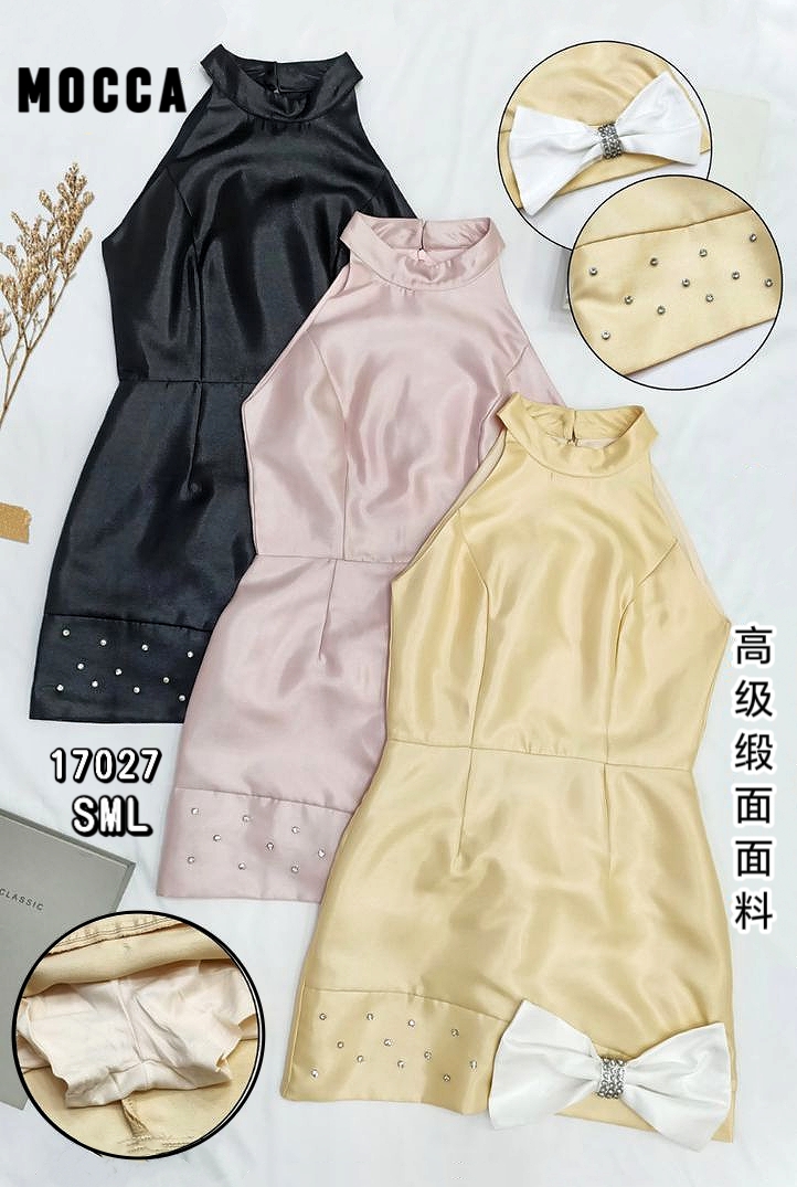 超值大促销Rm109 Now Rm49 SML Mocca高级名媛风缎面蝴蝶结亮钻设计连身裙 17027 – Welcome to MGL ...